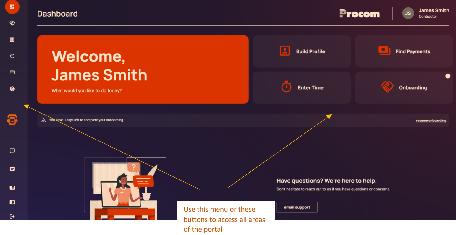Getting around in the Contractor Portal – Procom Services America